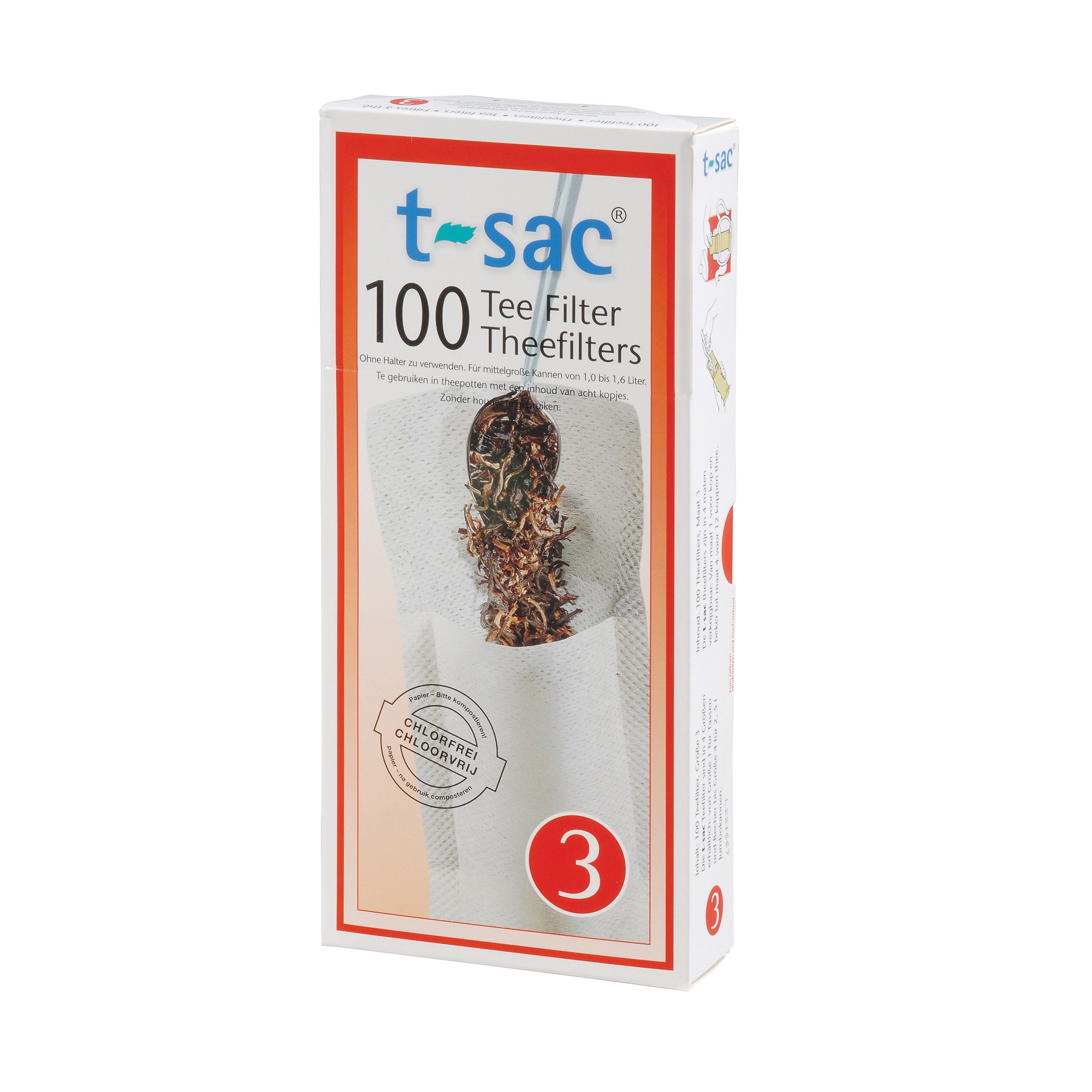T-Sac Tea Filter Bags, Disposable Tea Infuser, Number 3-Size, 3 to 8 ...