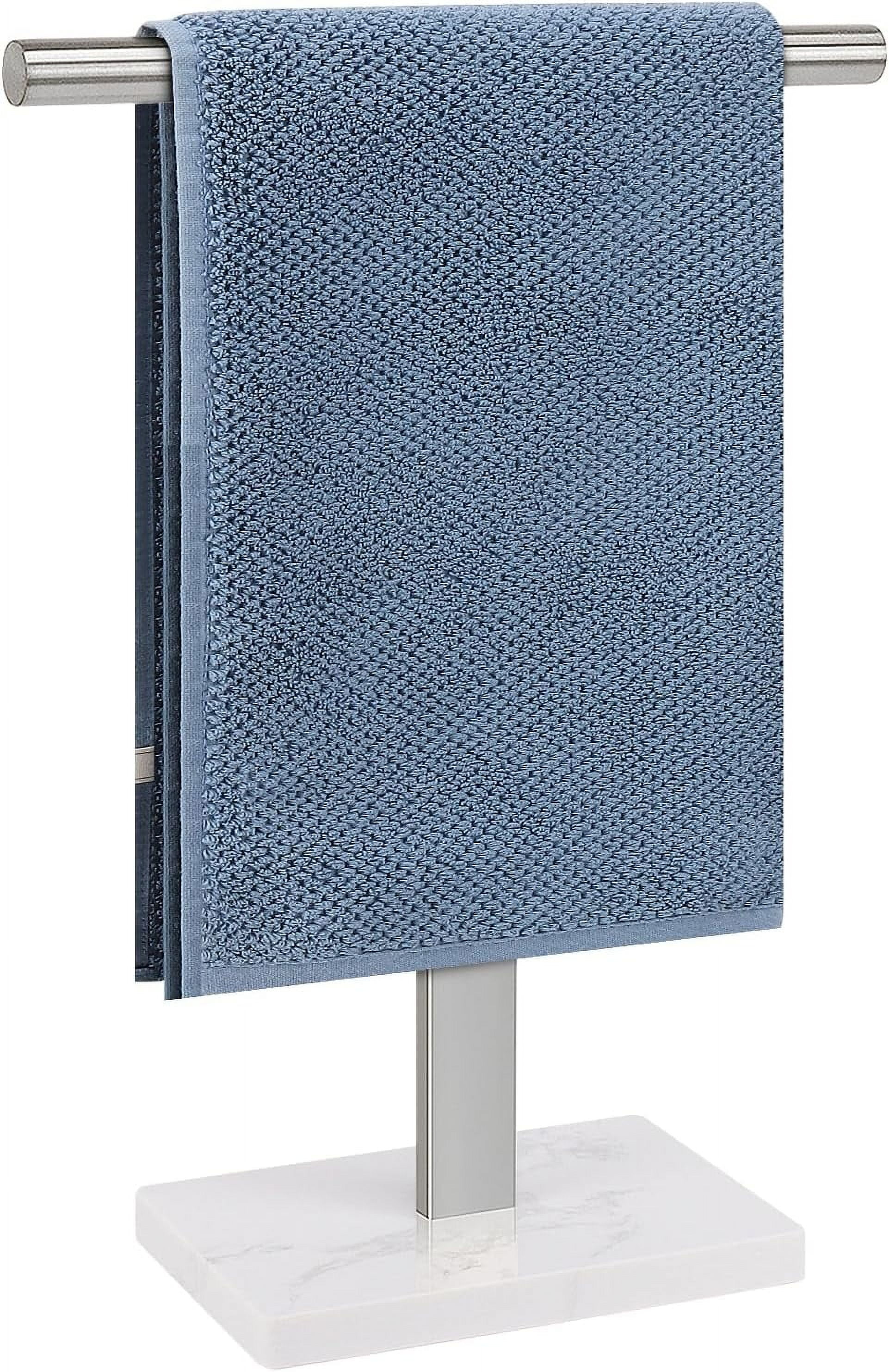 T-Shape Hand Towel Stand – 14" Stainless Steel Towel Holder with Marble ...
