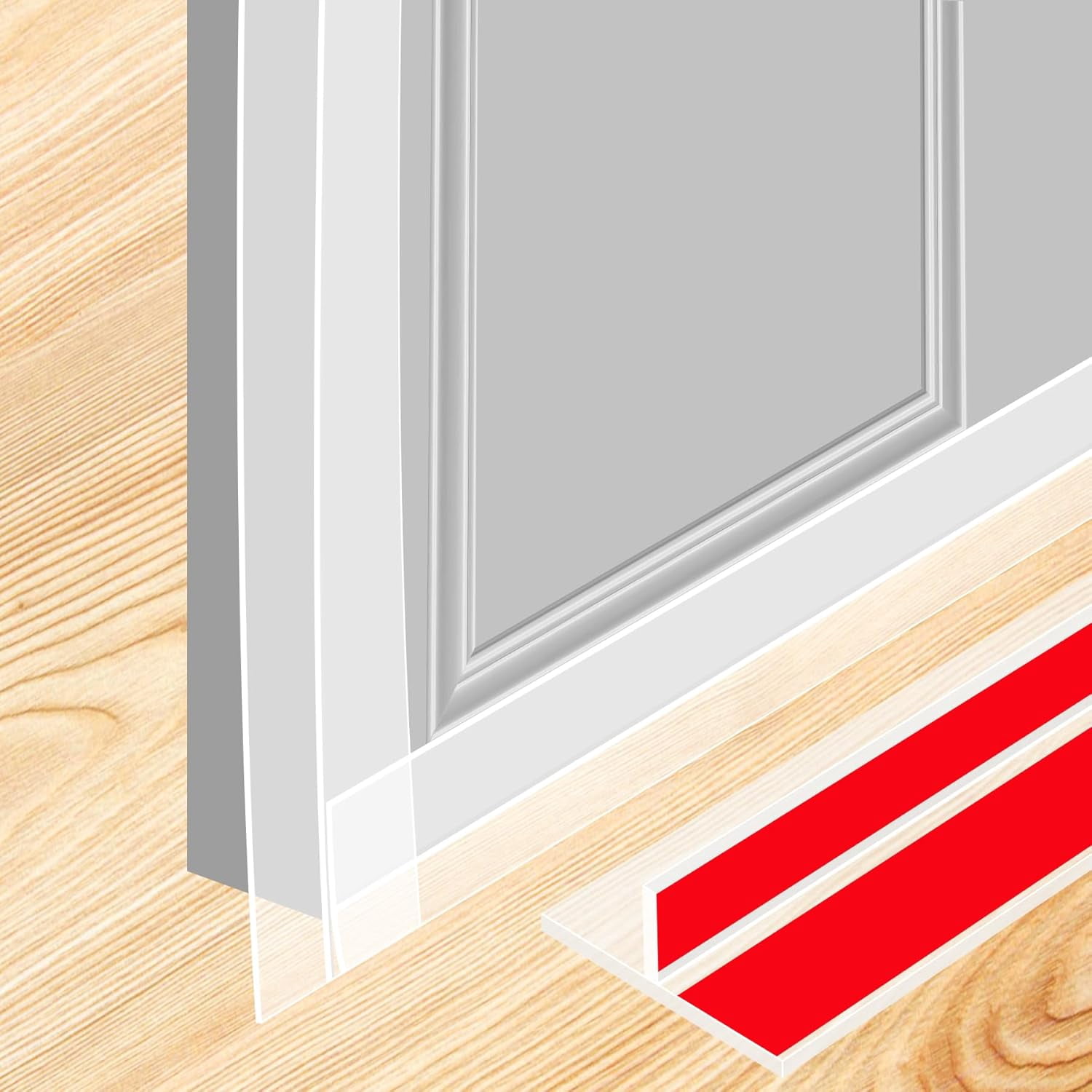 T-Shaped Door Draft Stopper 1.37 in x 20 FT Silicone Weather Stripping ...