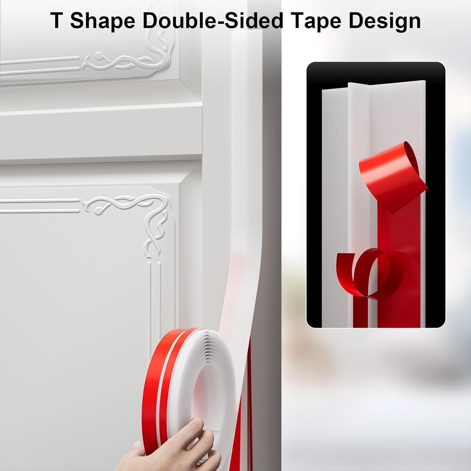 T-Shaped Door Draft Stopper, 1.97 in x 40 Ft Silicone Seal Strip for ...
