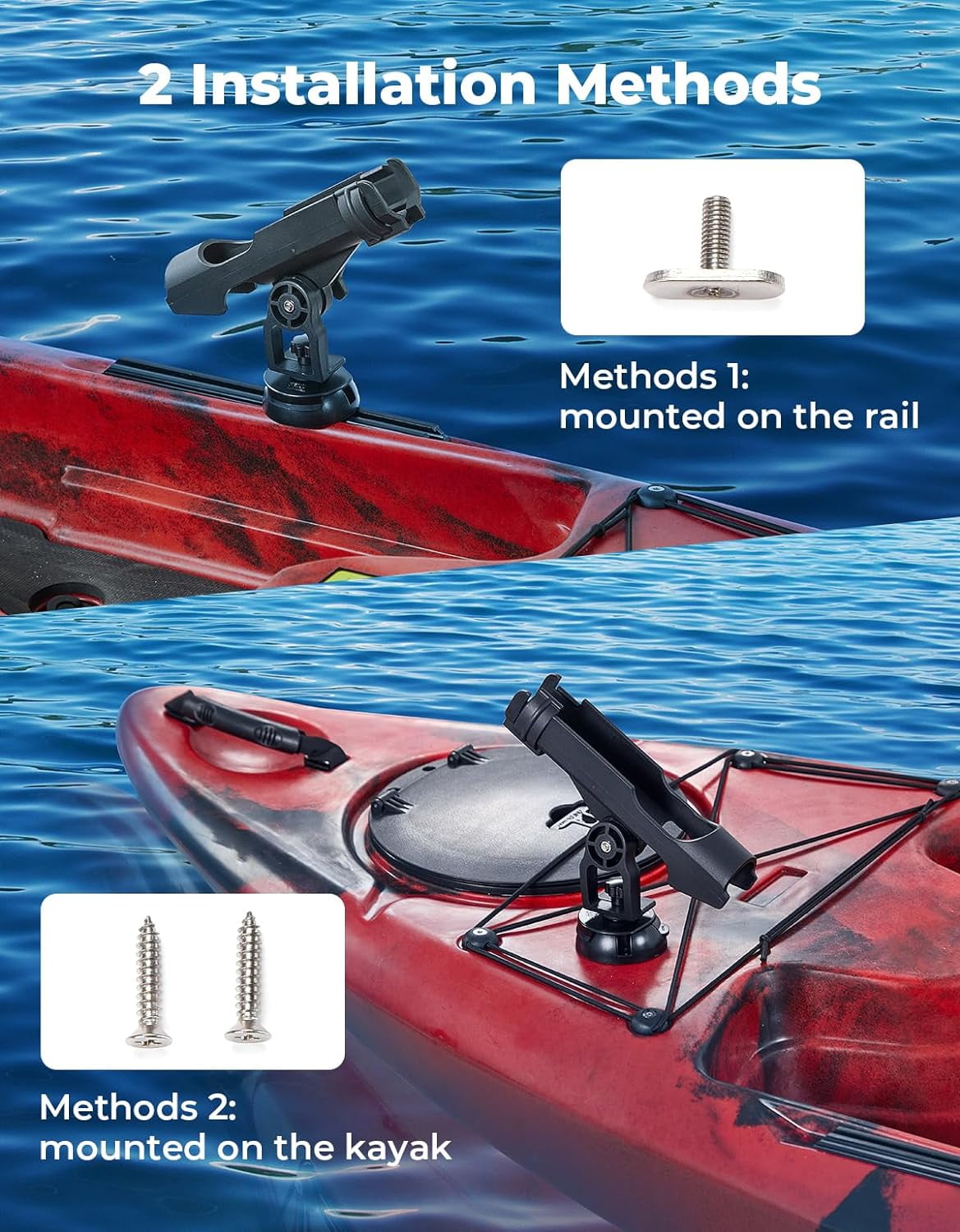 T-Shaped Kayak Fishing Rod Holder with 360° Rotatable & Lock System for ...
