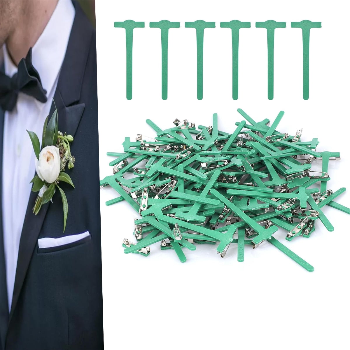 T-Shaped Plastic Corsage Pin,Tutuviw 100 Pcs Boutonniere Pins for Men ...