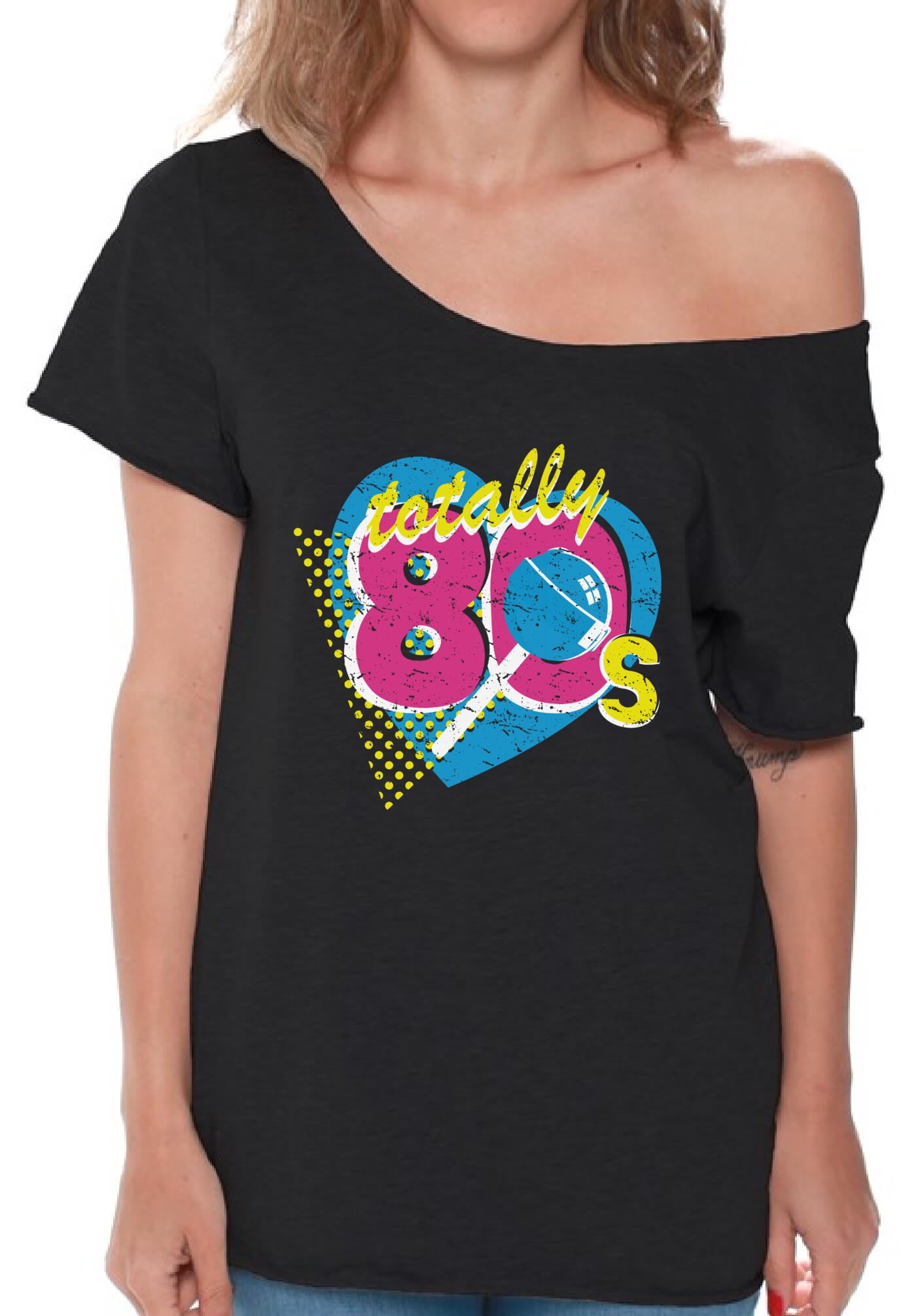 T-Shirt 80s Party Tee Gift Totally 80s Heart Color Print Shirt for ...