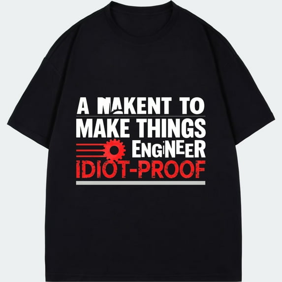 T-Shirt Black A Nakent To Make Things Engineer Idiot Proof Graphic ...
