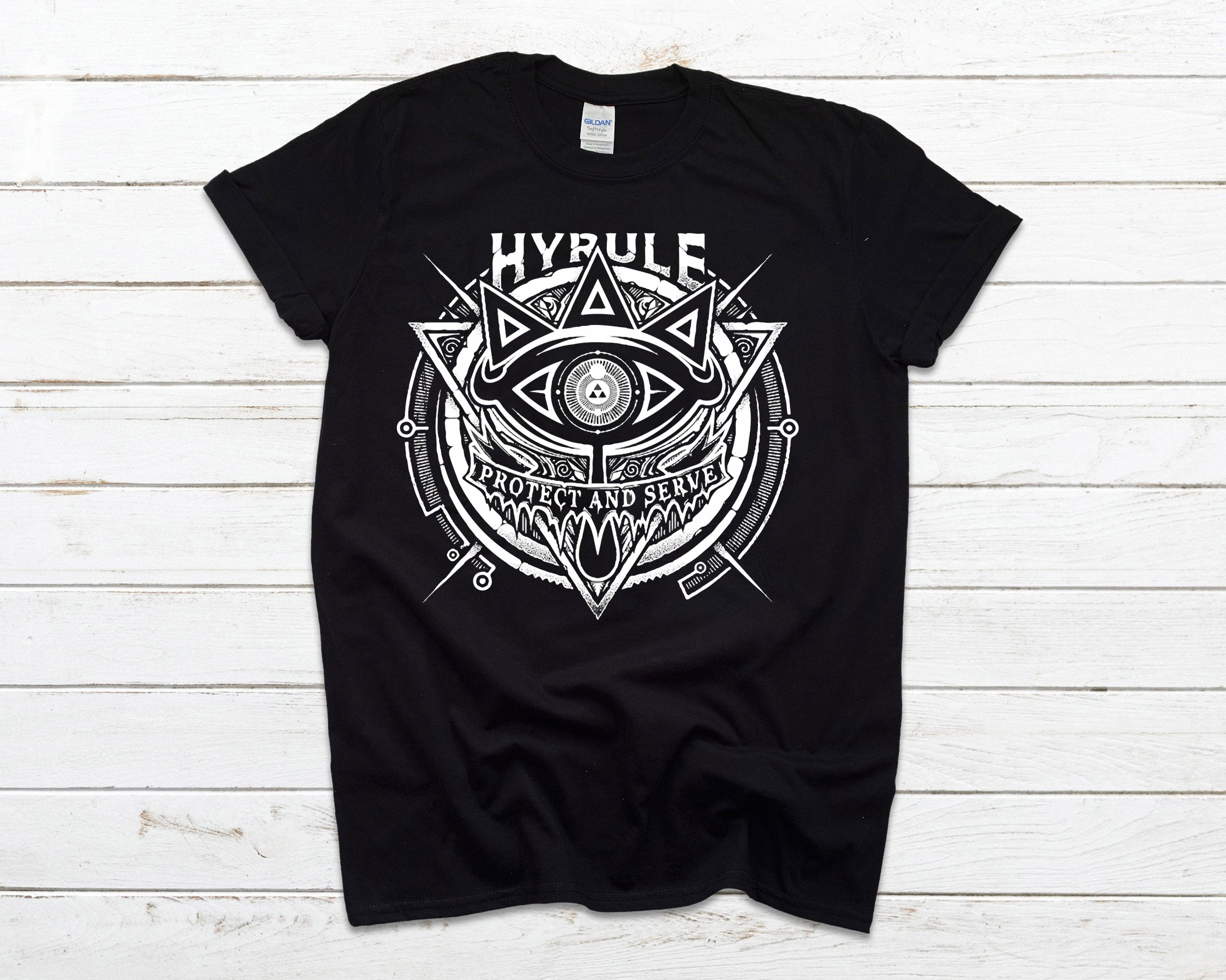 T-Shirt Black Man Woman Child Zelda Hyrule Sheikah protect and serve ...