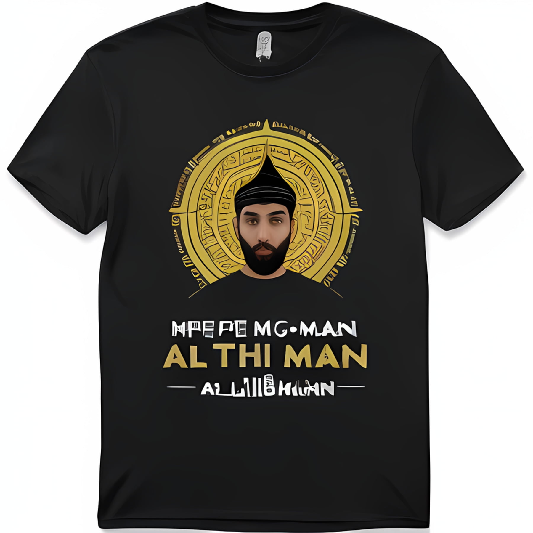 T-Shirt Design: Althi Man Gold & Black with Sun Mr MC Graphic White Font Vector - Walmart.com