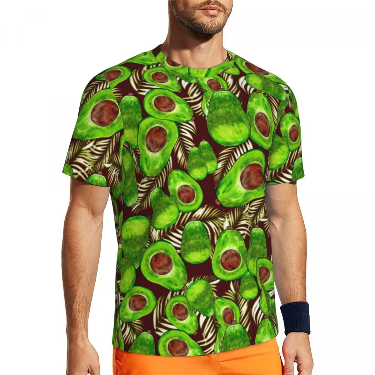 T Shirt For Men Avocado Salad Gym T-Shirt Green Fruit Print Popular T ...