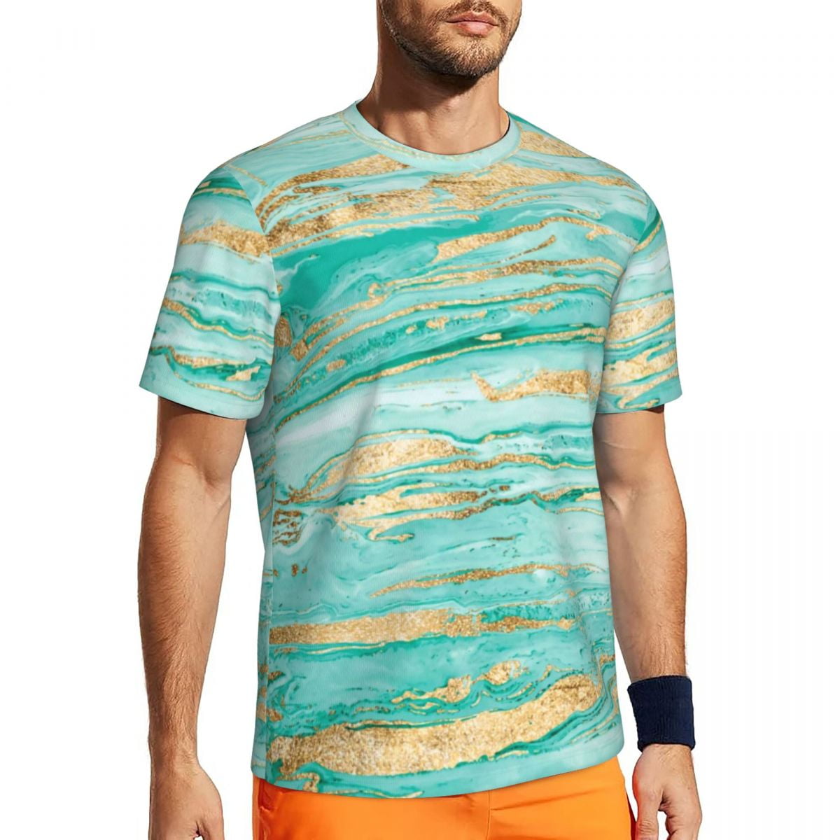 T Shirt For Men Blue Abstract Print Man Digital Art Vintage Running T ...