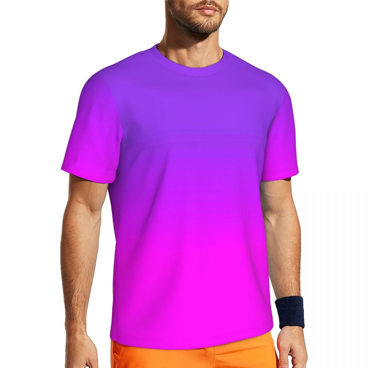 T Shirt For Men Bright Ombre Print Gym Neon Orange Pink Hip Hop Male ...