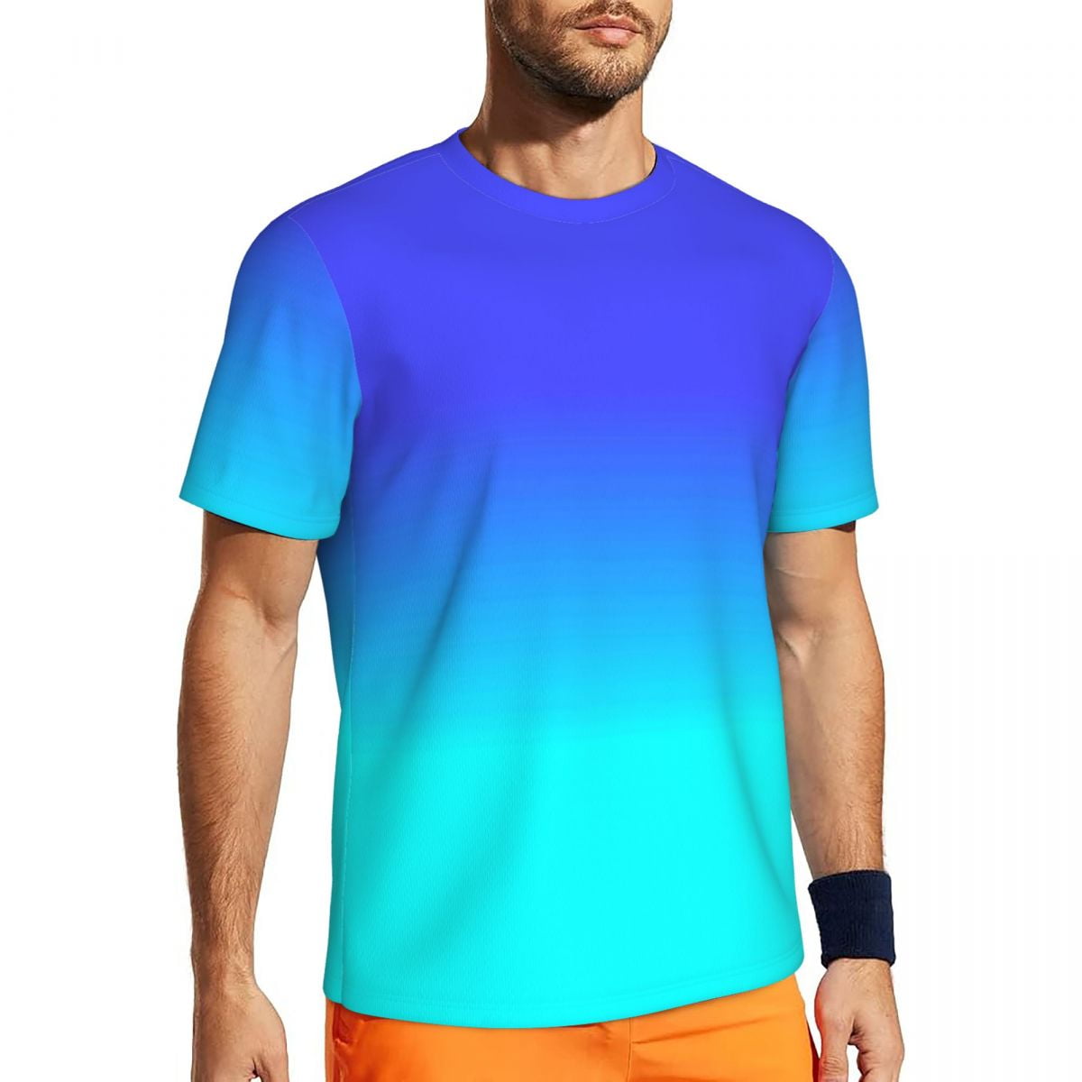 T Shirt For Men Bright Ombre Print Gym Neon Orange Pink Hip Hop Male ...