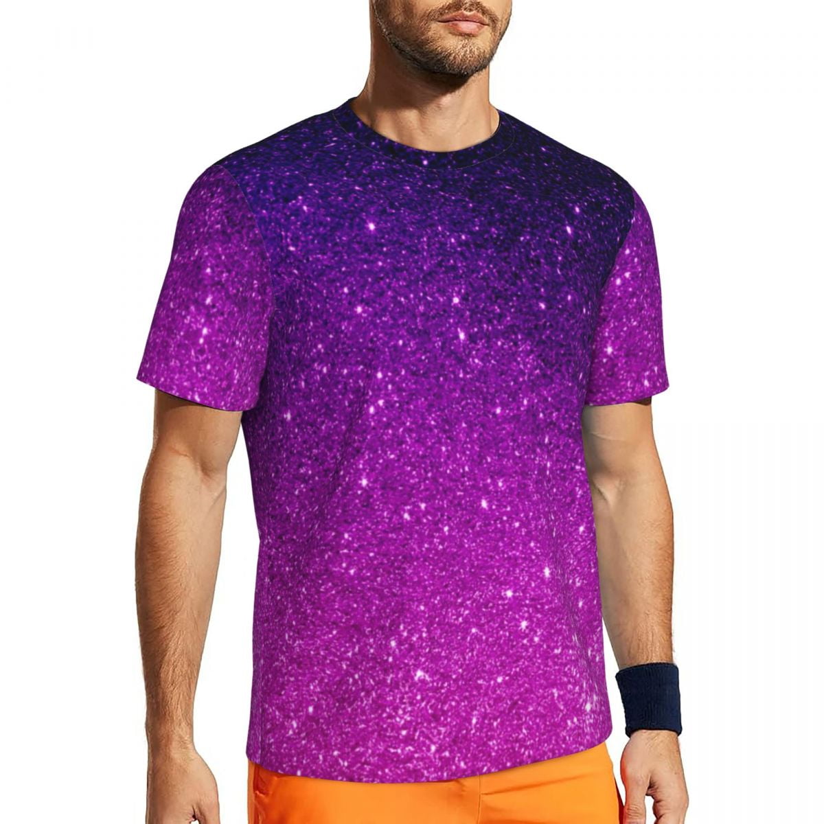 T Shirt For Men Bright Ombre Print Gym Neon Orange Pink Hip Hop Male ...