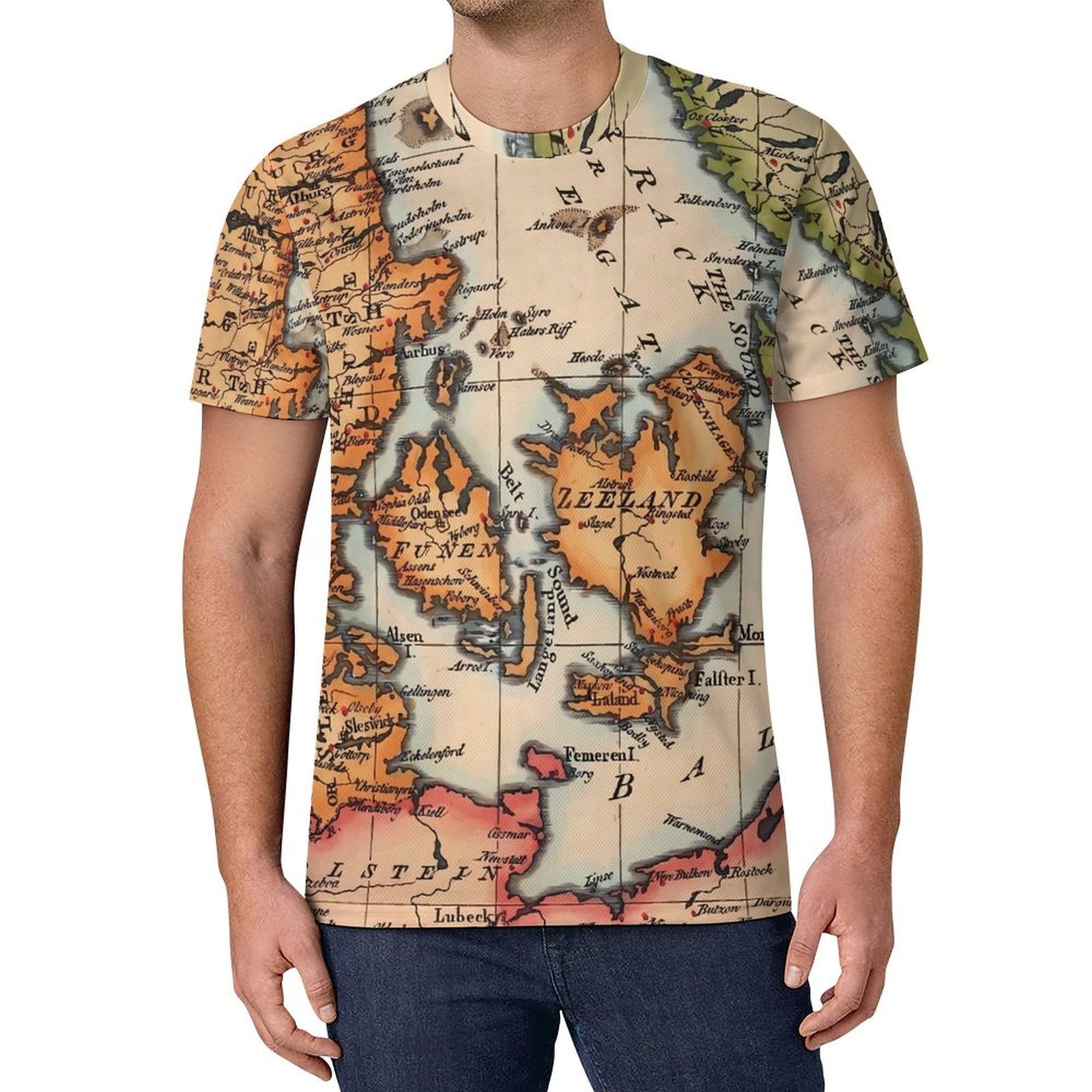 T Shirt For Men Colorful World Map Map Of The World Harajuku T-Shirts ...