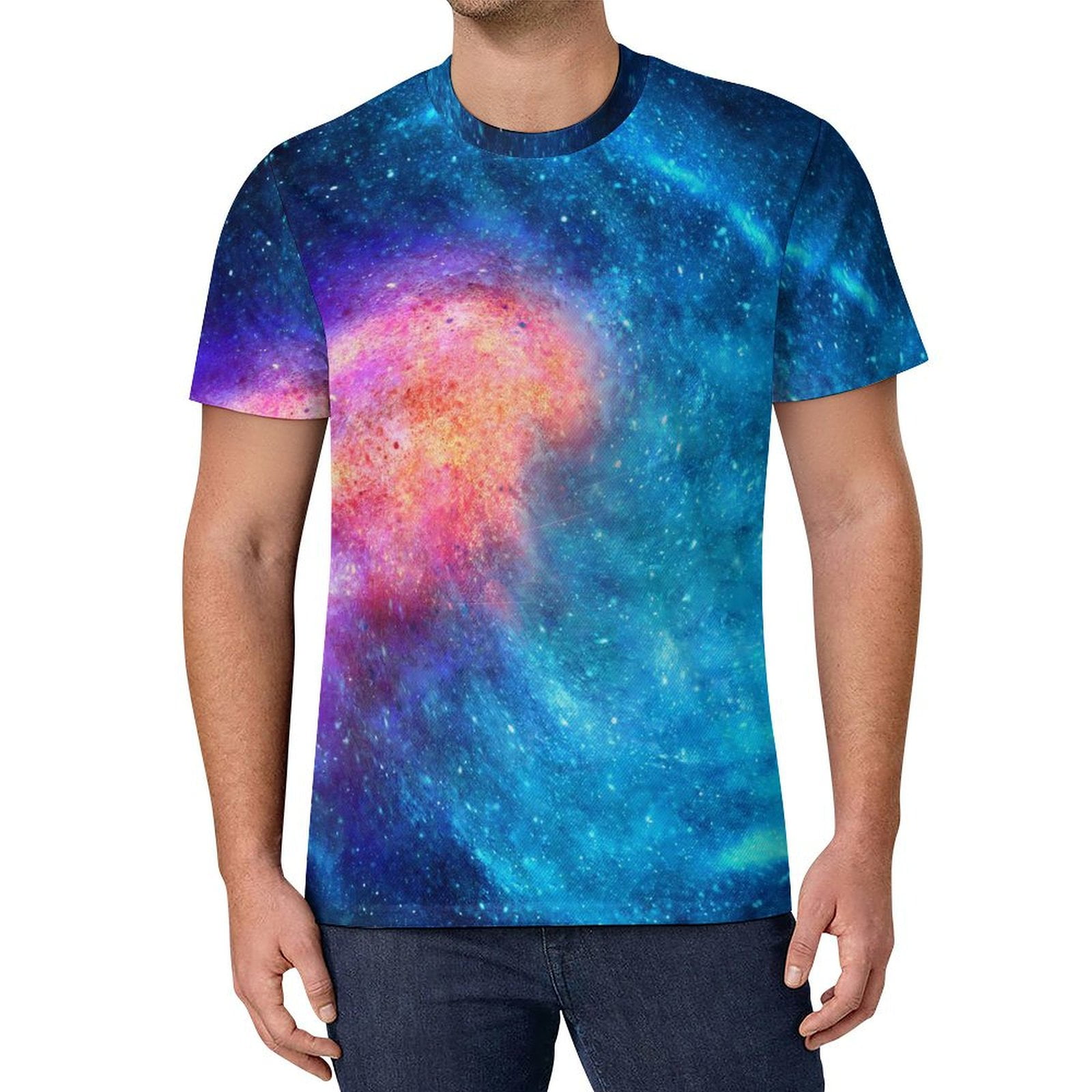 T Shirt For Men Galaxy And Nebula T-Shirt Outer Space Hippie Short ...