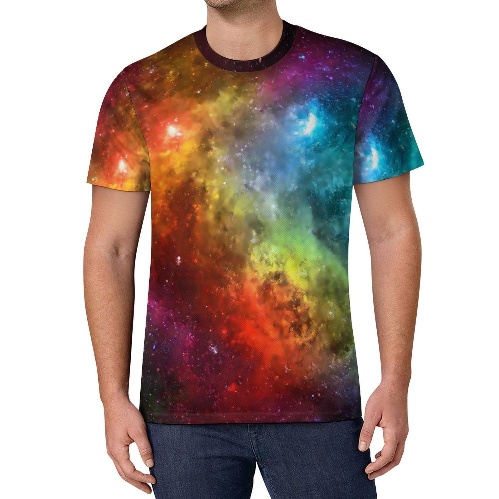 T Shirt For Men Galaxy And Nebula T-Shirt Outer Space Hippie Short ...