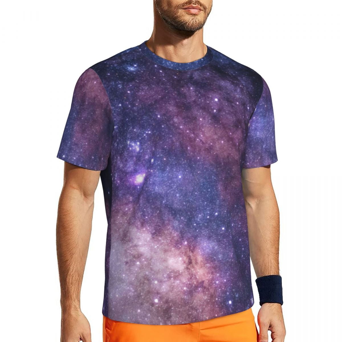 T Shirt For Men Galaxy Star Print Running T-Shirt Nebula Planets Stars ...