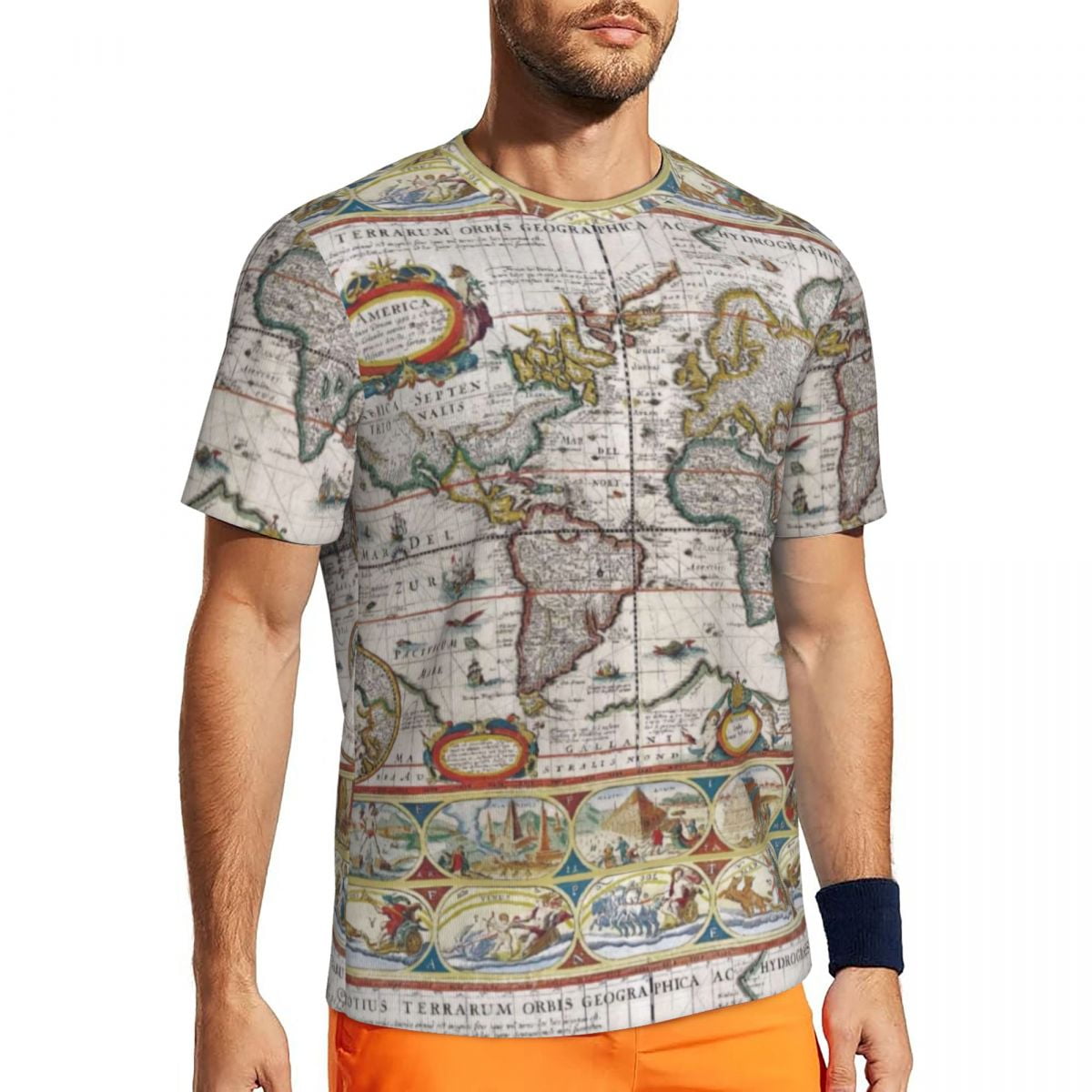 T Shirt For Men Gym For Man Earth Map Fashion Vintage 1652 World Map ...
