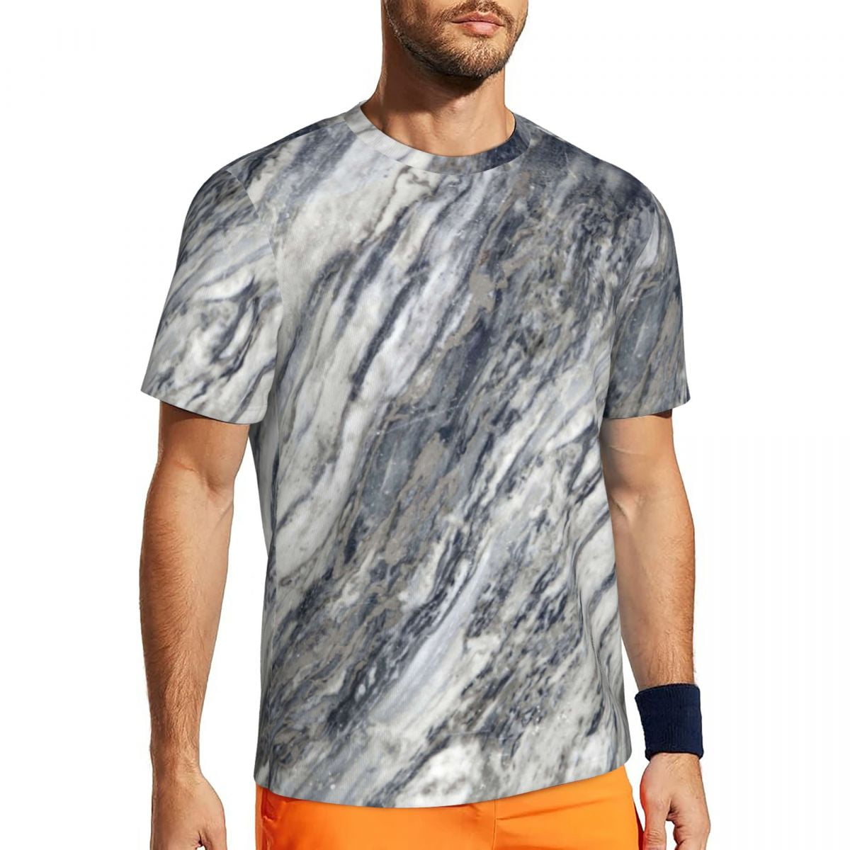 T Shirt For Men Gym T-Shirt For Male Lavender Blue Marble Trendy Cool ...