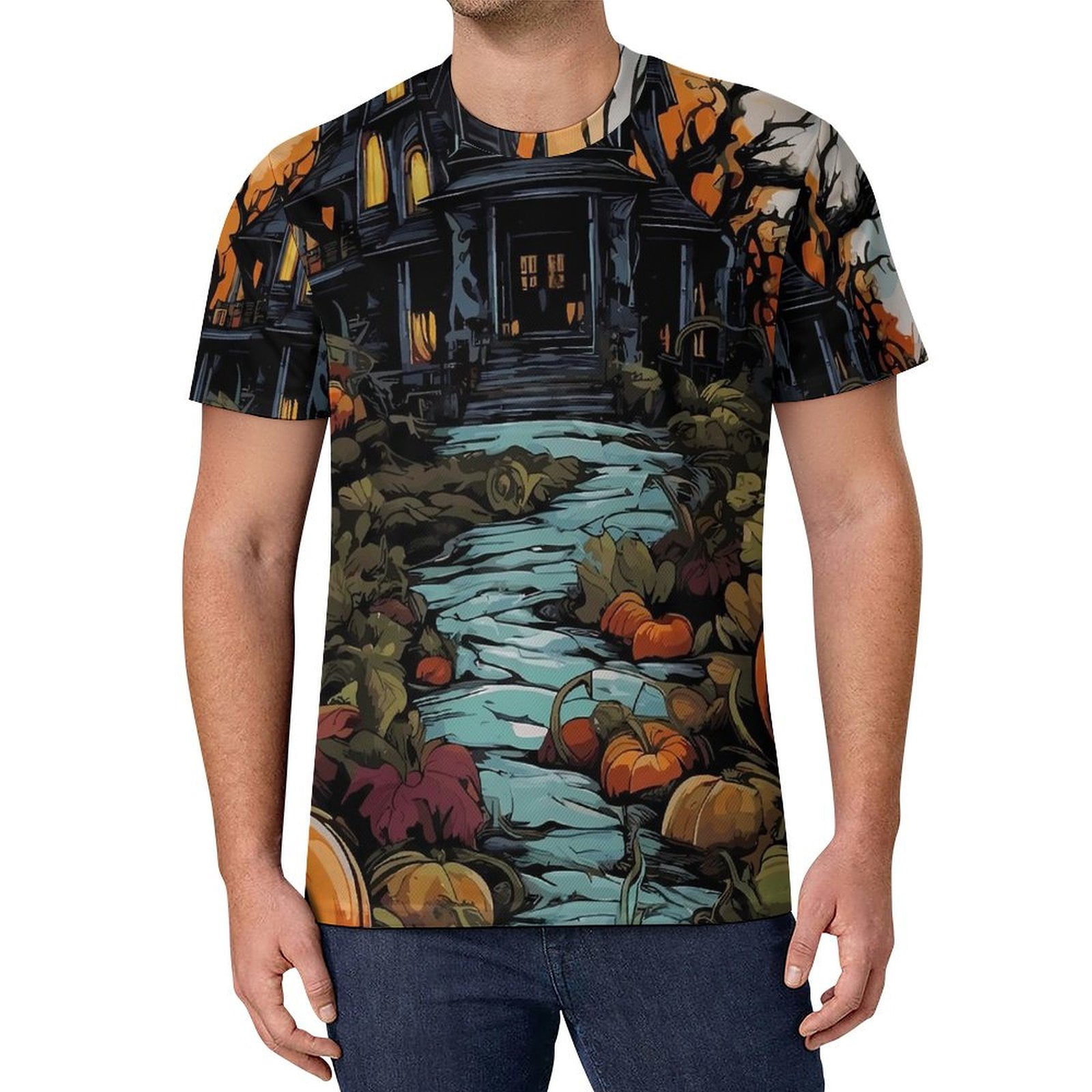 T Shirt For Men Haunted Mansion T-Shirt Haunted House Cool T-Shirts ...