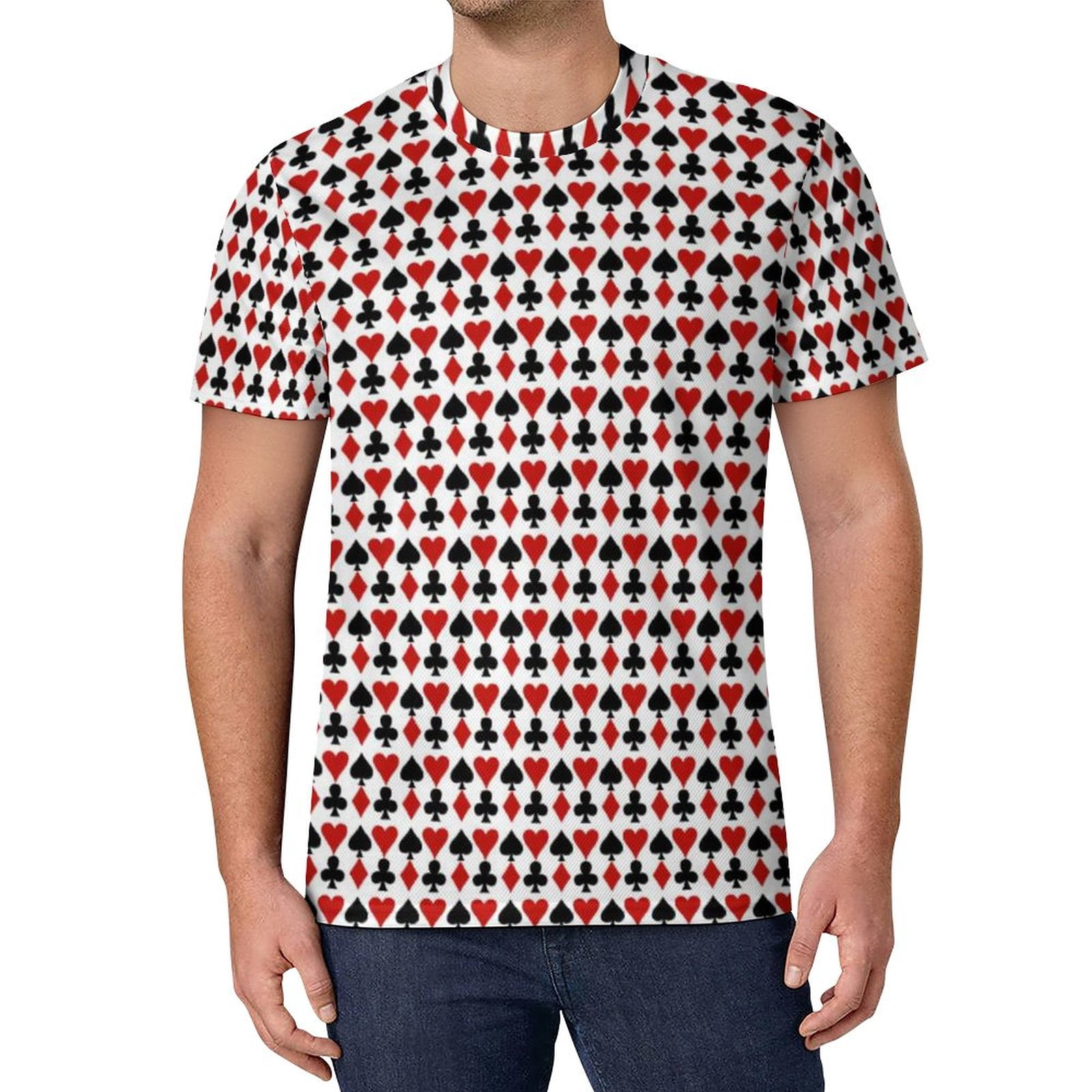 T Shirt For Men Red Heart Print T-Shirt Mens I Love You Forever Fun Summer Harajuku Tees Graphic ...