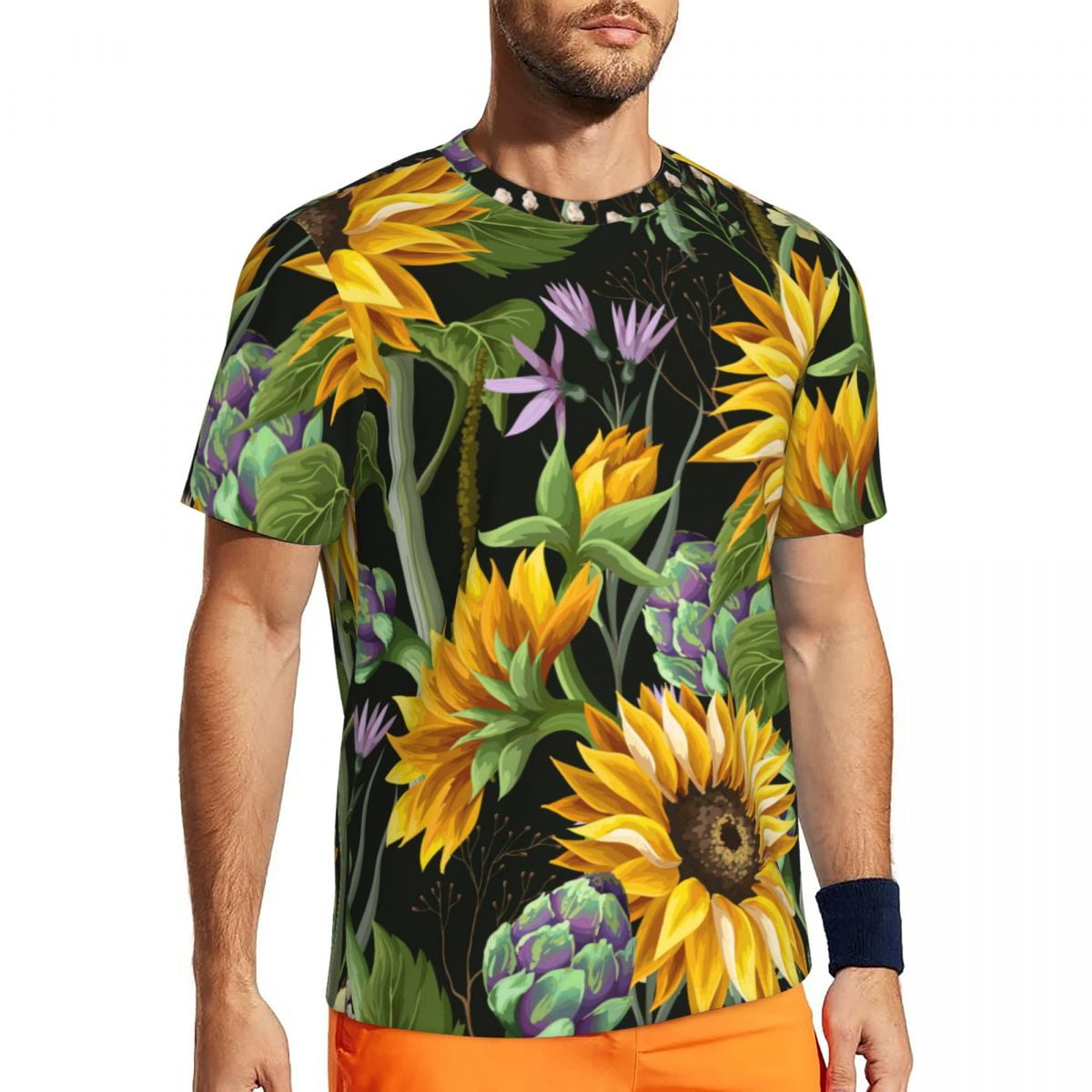 T Shirt For Men Sunflower Blooming Gym T-Shirt Summer Hippie Vibes ...
