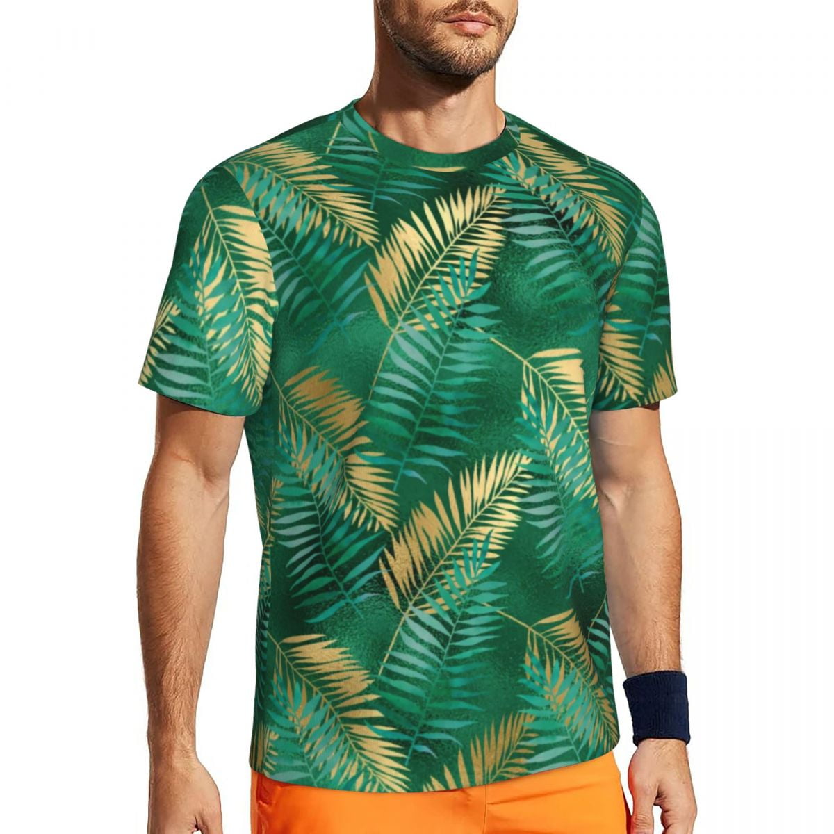 T Shirt For Men Tropical Palm Leaves Gym T-Shirt Red Leaf Print Hip Hop Man Streetwear Tee Shirt ...