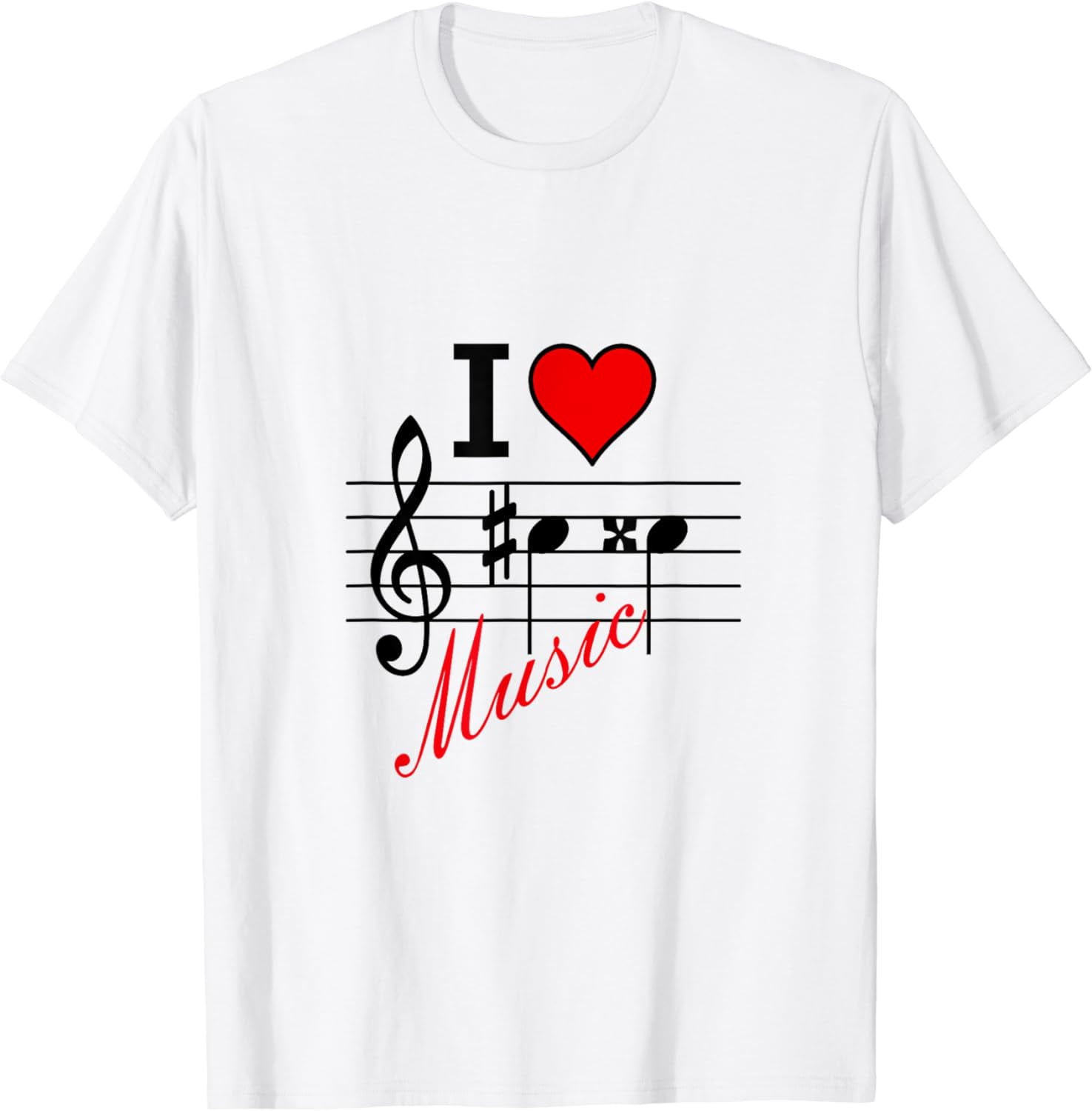 T-Shirt I Love Music Musical Notes - Walmart.com