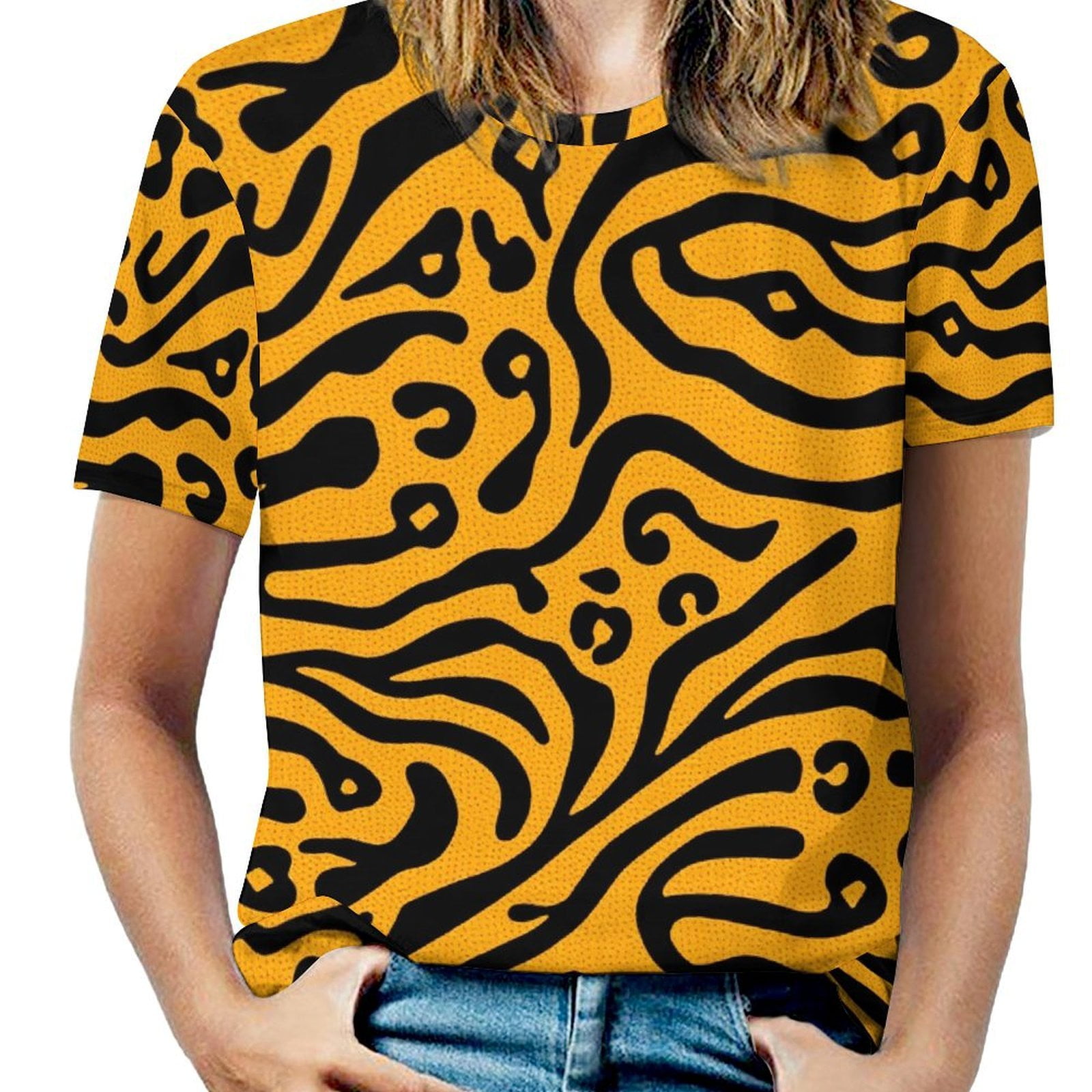 T-Shirt O Neck Abstract Animal Print Overd T Shirts Short Sleeve Street Style Tees Women Beach ...