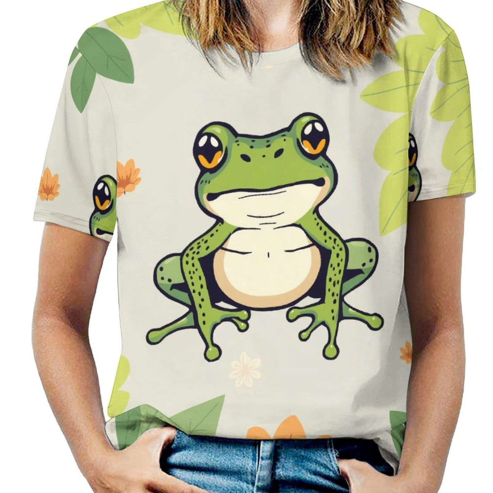 T-Shirt O Neck Cartoon Frog Overd T Shirts Short Sleeve Street Style ...