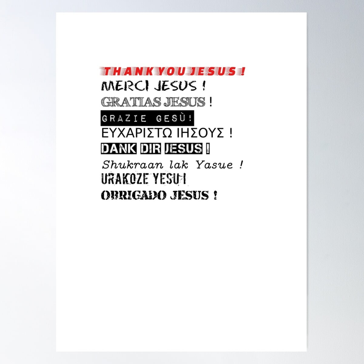 T-Shirt And Object To Say Thank You Jesus, Thank You Jesus, Gratias ...