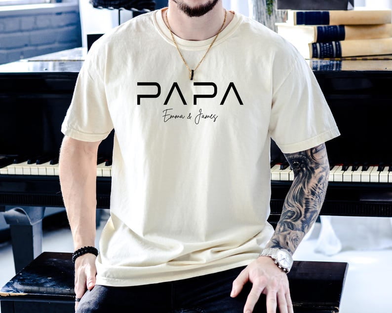 T-Shirt® Personalized Papa Shirt With Kids Name, Custom Dad Shirt ...