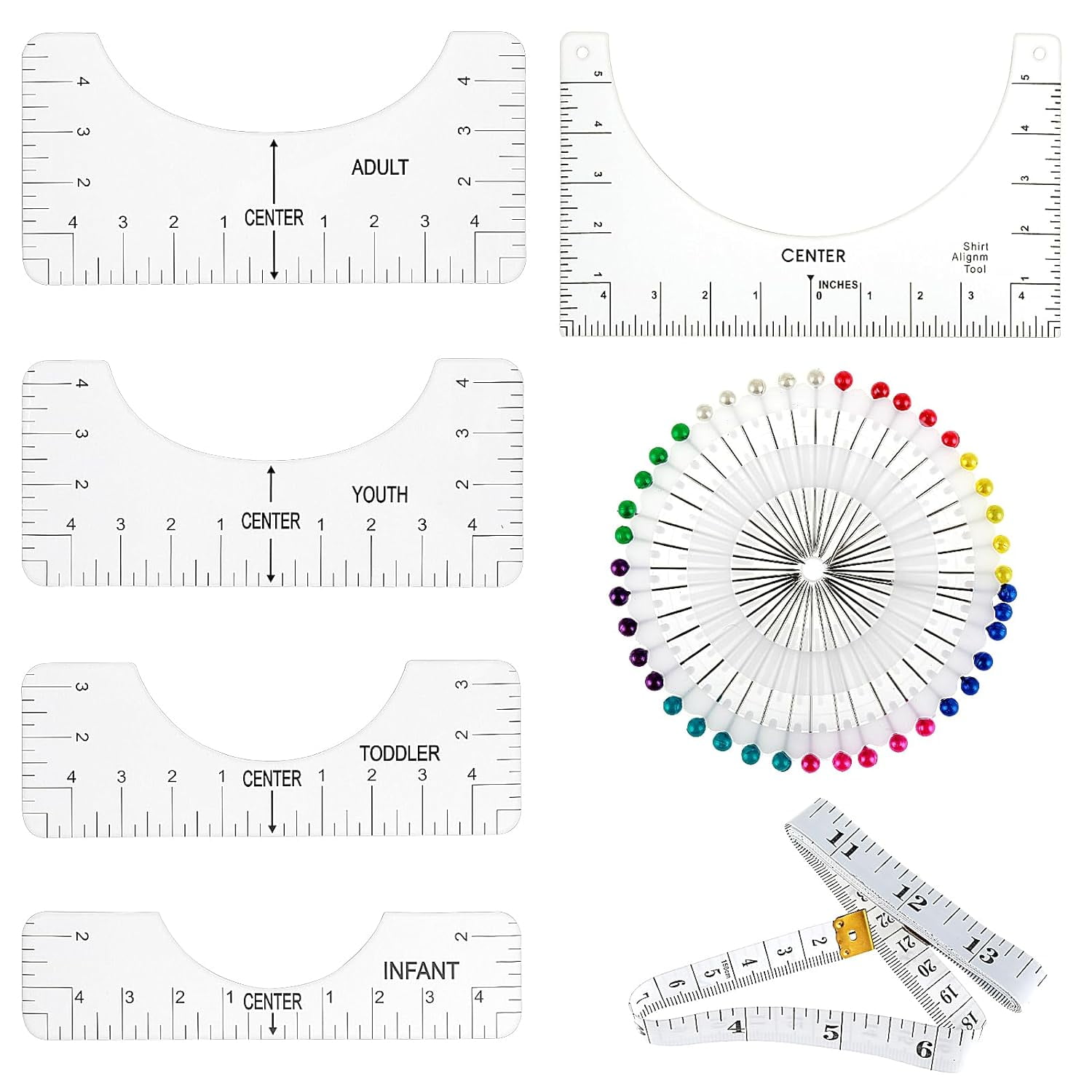 T-Shirt Ruler Guide 7 Pack Tee Vinyl Alignment Tool Tshirt Measurement ...