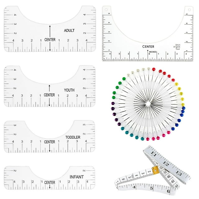 T-Shirt Ruler Guide 7 Pack Tee Vinyl Alignment Tool Tshirt Measurement ...