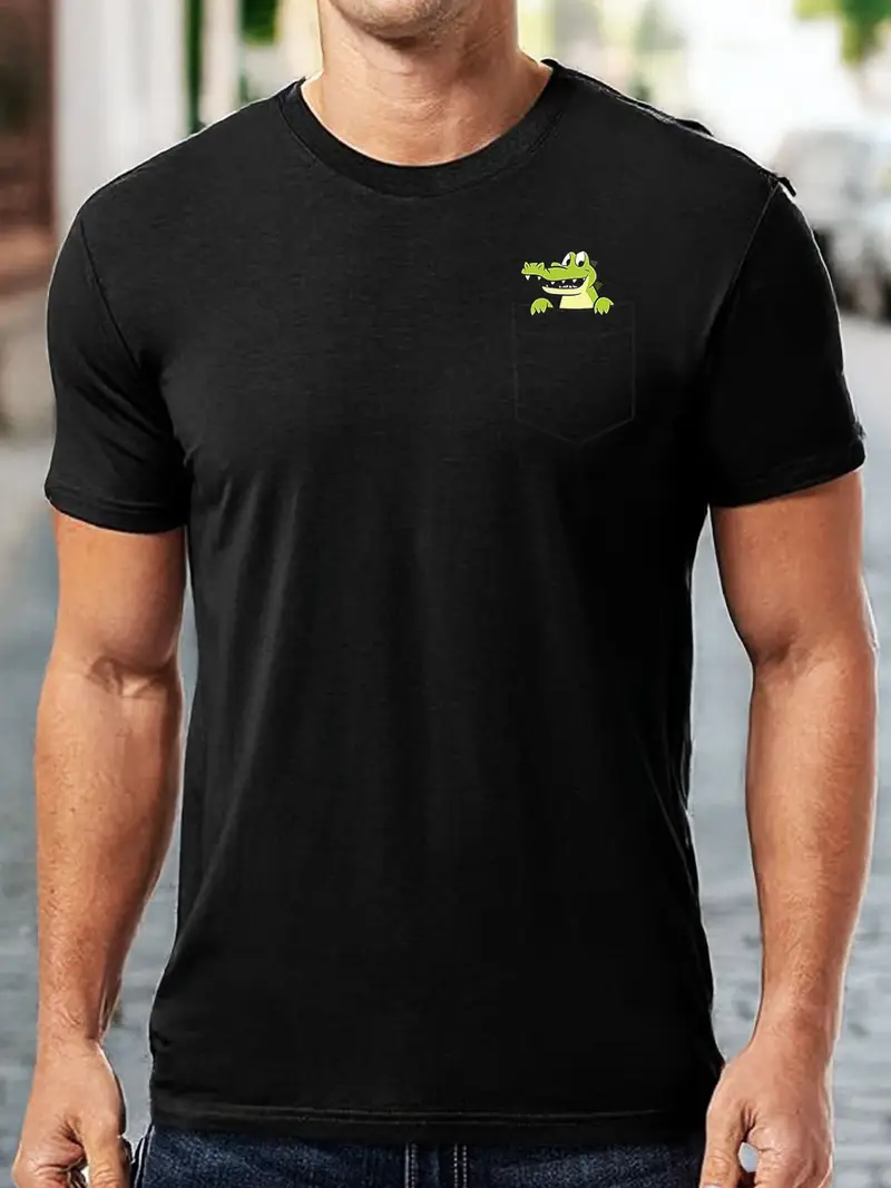 T Shirt Short-Sleeve Men'S Vintage-Style Alligator Pocket Tee - 100% Cotton, 180g, - Walmart.com