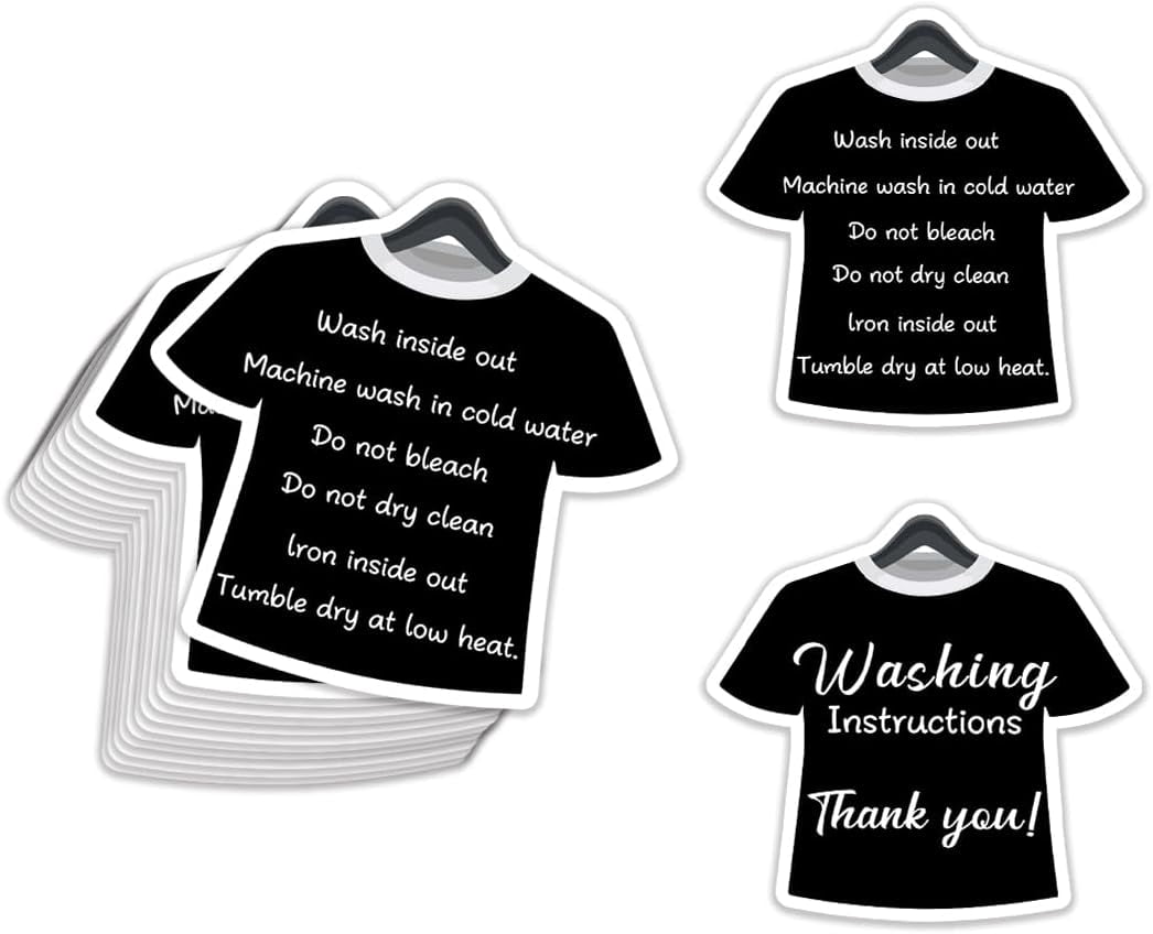 T Shirt Washing Instructions Cards Black Clothes Cleaning Care ...