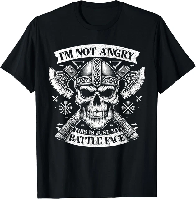 T-Shirt With Funny Viking, For Men, I'M Not Angry, Viking - Walmart.com
