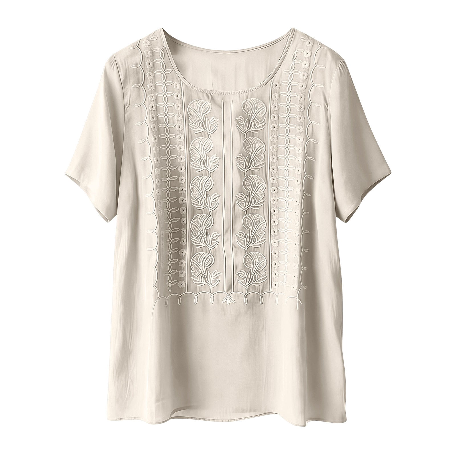 T Shirts For Women Beige Womens Tops Fashion able Casual Color Pleated ...