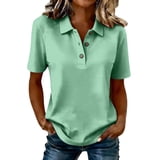 T Shirts For Women Green Womens Tops Fashion For Button Collared Short ...