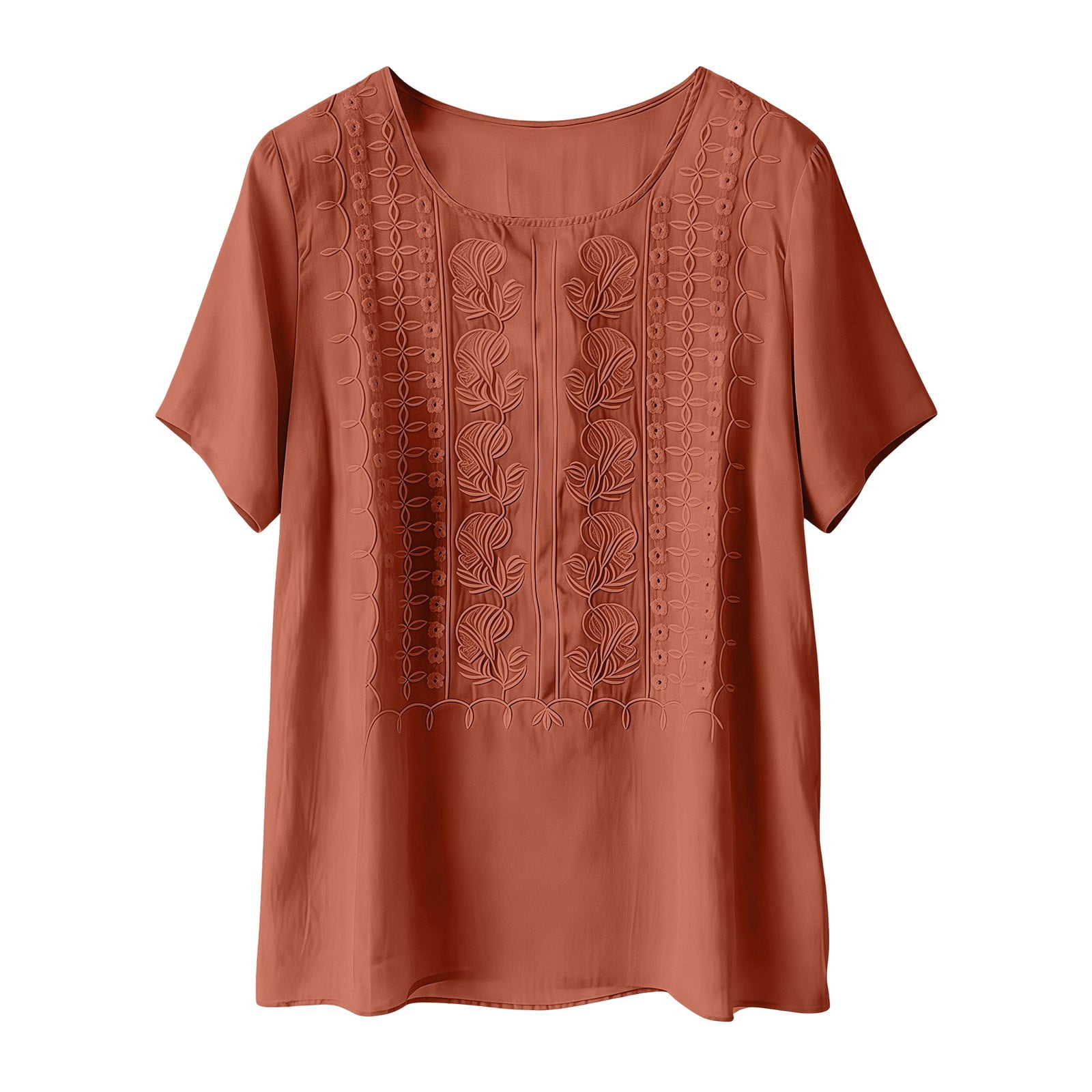 T Shirts For Women Orange Womens Tops Fashion able Casual Color Pleated ...