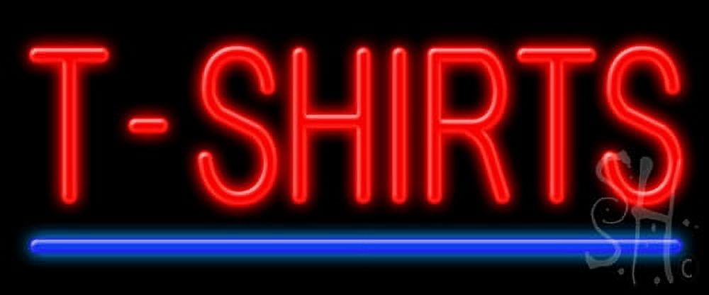 T Shirts LED Neon Sign 6" Tall x 15" Wide - inches, Black Square Cut ...