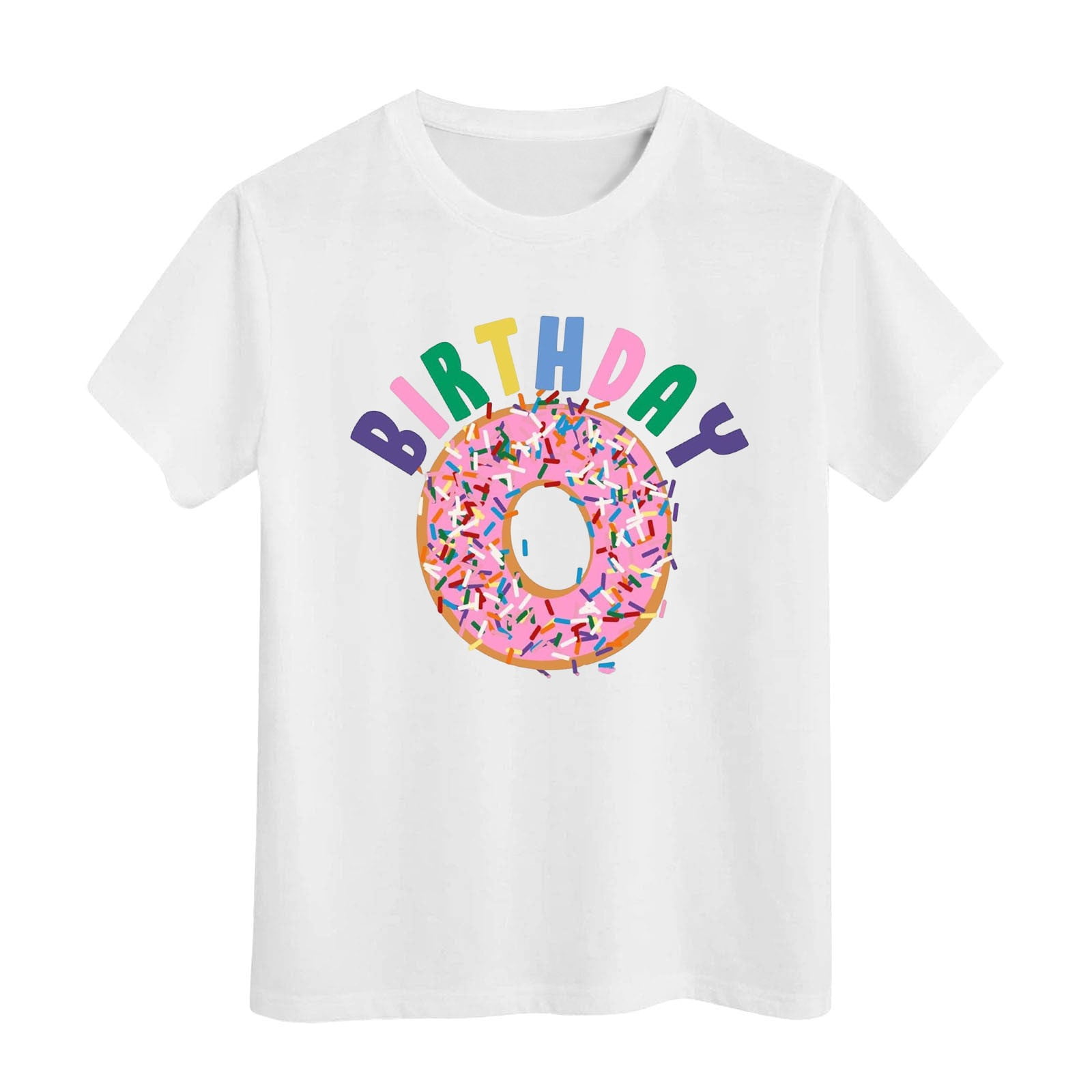 T Shirts for Girls Birthday Donut Printed Short Sleeve Summer Crewneck ...