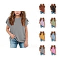 T Shirts for Girls Ruffle Cap Sleeve Crew Neck Plain Casual Going Out ...