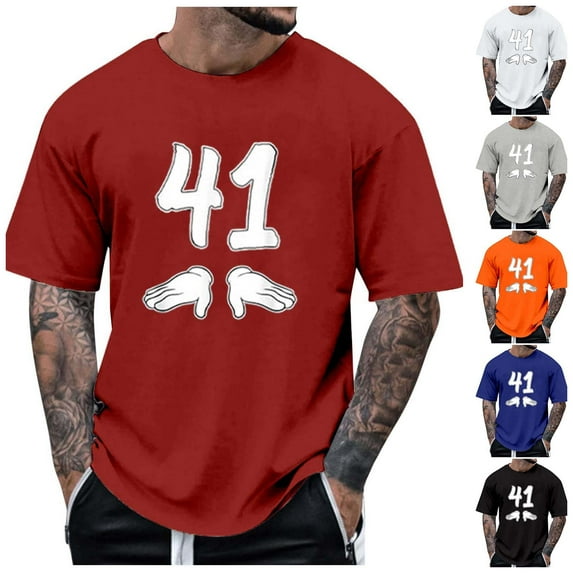 T Shirts for Man Funny Graphic 41 Print Casual Short Sleeve Plus Size ...