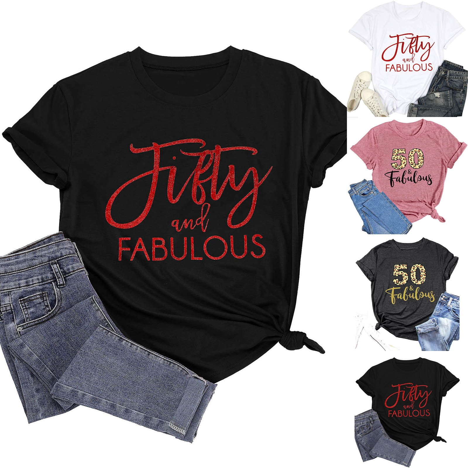 T Shirts for Women 50Th Birthday Gifts for Fifty Birthday Shirts Short ...