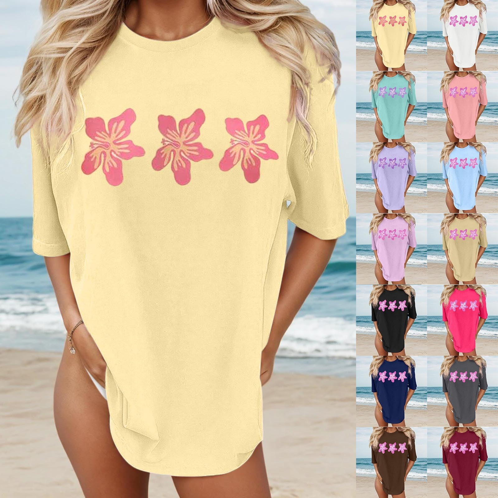 T Shirts for Women Classic Beach Graphic Tees Vintage Baggy Summer ...