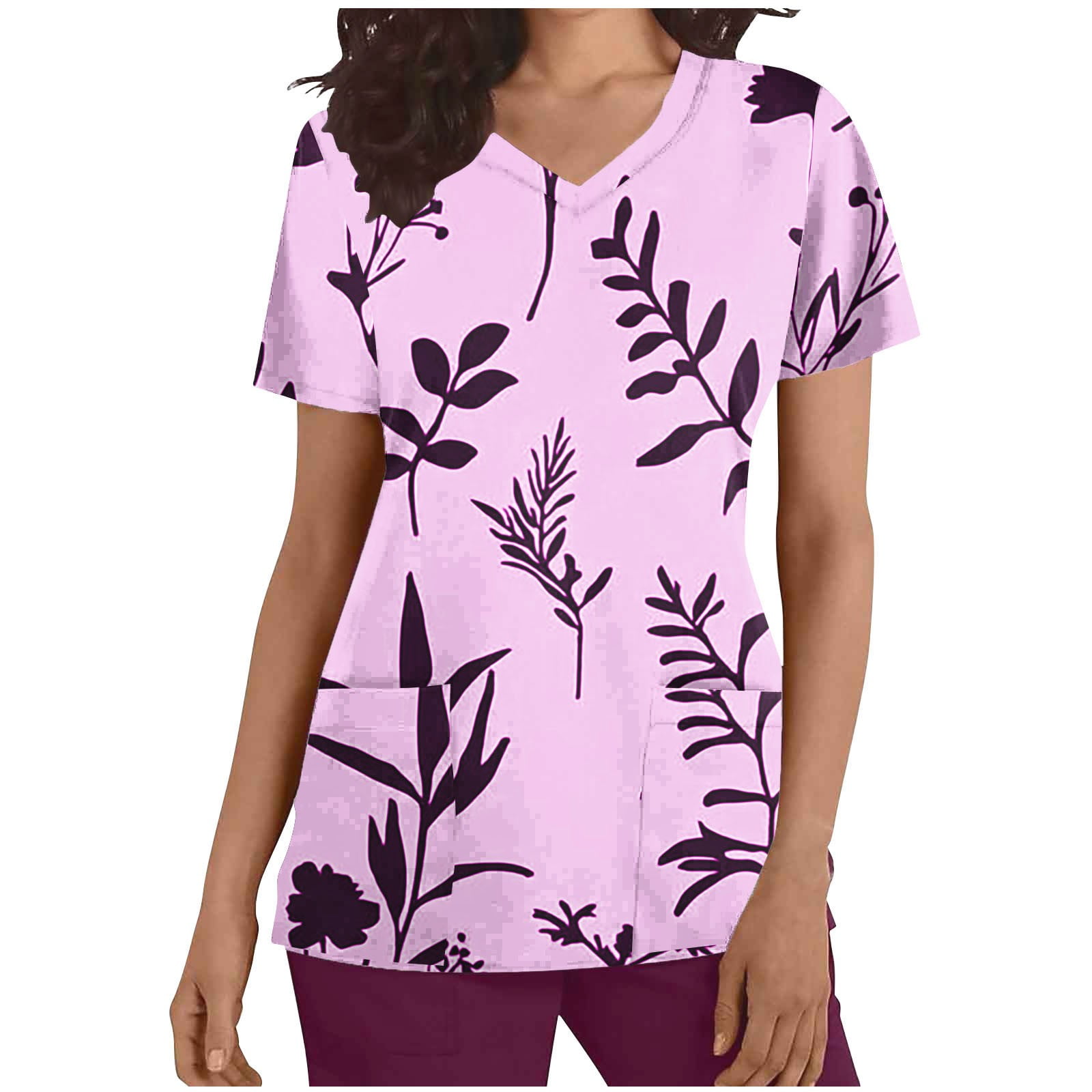 T-Shirts for Women V-Neck Floral Printed Short Sleeve Trendy Nursing ...
