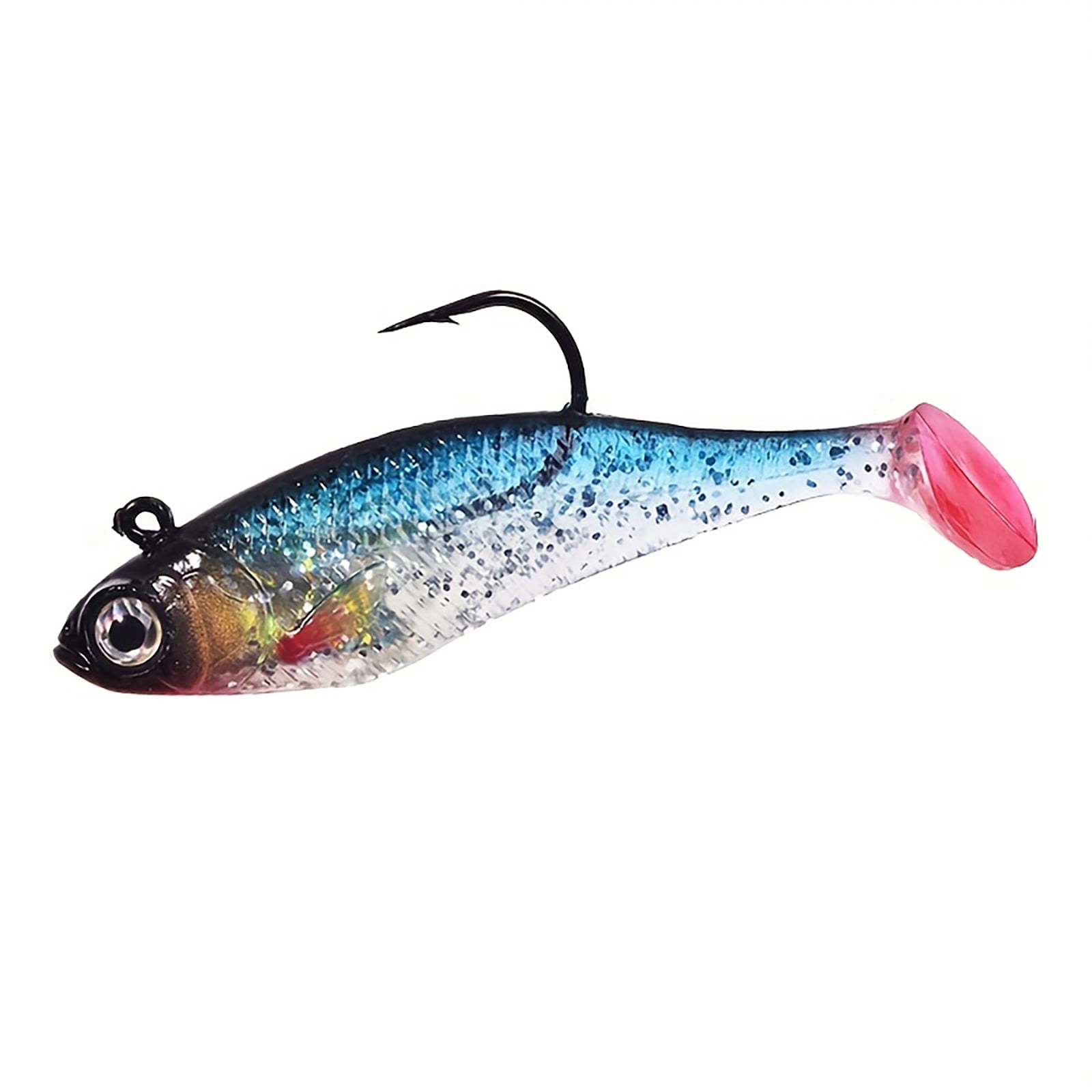 T尾 Single Hook Fishing Lure - Blue Color With Realistic Fish Design ...