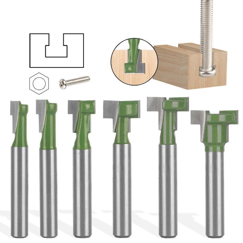 T-Slot Cutter, 6.35Mm T-Slot Router Shape Router Bits, 6Pcs Shank T ...