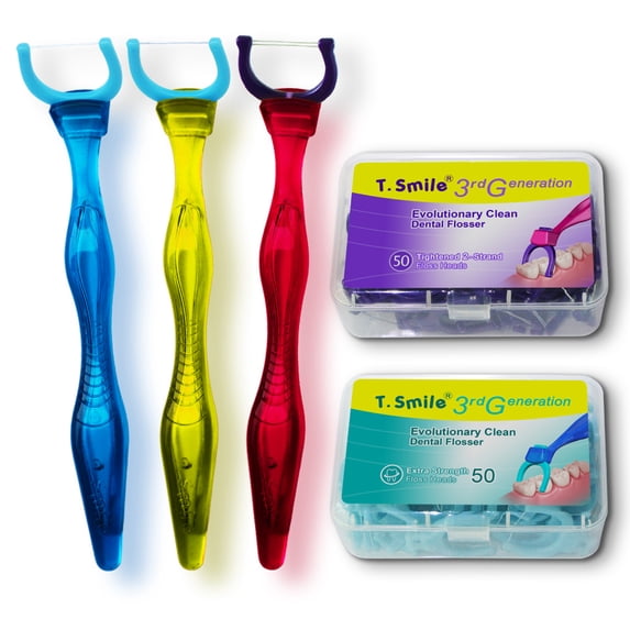 T.Smile Evolutionary Clean Teeth with Dental Flossers Kit: 3 Ergonomic ...