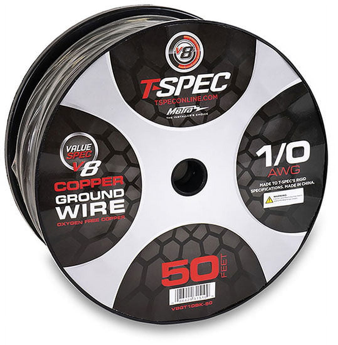 T-Spec V8GT10BK-50 V8GT Series 1-0 AWG 50' Black OFC Power Wire ...