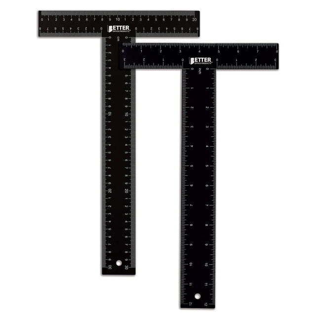 T Square (2 Pack) T Ruler, 12 inch Metal Carbon Steel Ruler, Double ...